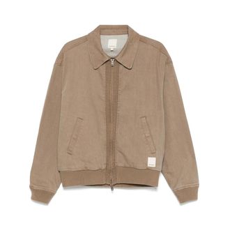 Emporio Armani Homme, Vestes, Brun, Taille: L Veste Marron avec Fermeture &Eacute;clair et &Eacute;cusson