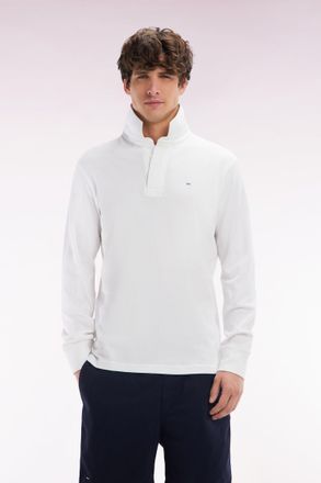 Eden Park Maillot &Agrave; Manches Longues En Coton Pima Blanc Coupe Droite