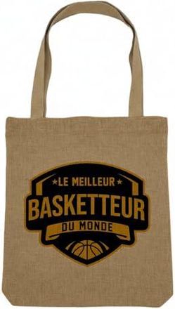 Fabulous Sac Shopping Tote Bag Aspect Lin - Le Meilleur Basketteur du Monde Sport Basket Sportif Basketball - Sac de Courses Toile Epaisse 360g Beige Naturel C