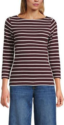 Lands End Gestreiftes Baumwollshirt mit 3/4-Ärmeln, Damen, Größe:44-46 regular, Rot, Baumwolle, by Lands End