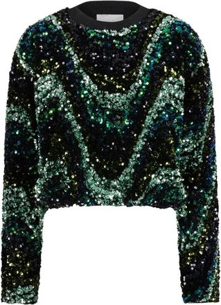 Dante6 Femme, Pulls, Multicolore, Taille: 40 FR Haut à sequins en vert bouteille