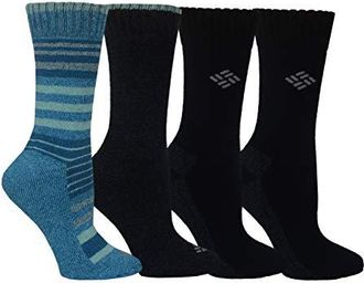 Columbia Lot de 4 Paires de Chaussettes pour Femme avec contrôle de lhumidité, Fjord Bleu/Noir, Taille Unique