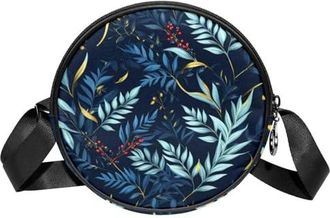 Generic Petit sac &agrave; bandouli&egrave;re Circle pour femme, motif feuille dart, sac &agrave; dos &agrave; bandouli&egrave;re avec fermeture &eacute;clair, bretelles r&eacute;glables, sac &agrave; main rond d&eacute;c