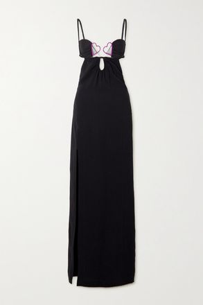 Nensi Dojaka Robe Aus Ponte Mit Cut-outs, Tülleinsätzen Und Verzierungen - Schwarz