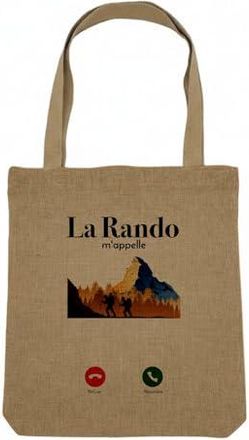 Fabulous Sac Shopping Tote Bag Aspect Lin - La Rando MAppelle Outdoor Aventure Voyage - Sac de Courses Toile Epaisse 360g Beige Naturel Cabas Port&eacute; Epaule Soli