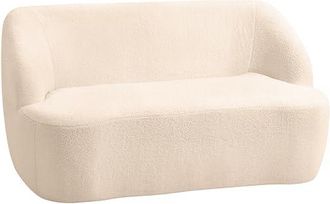 HOMCOM Canap&eacute; 2 Places canap&eacute; en Tissu Bouclette 142 cm avec Dossier et Assise incurv&eacute;s, enti&egrave;rement compress&eacute;, Sofa Moderne pour Chambre, Appartement, Petit