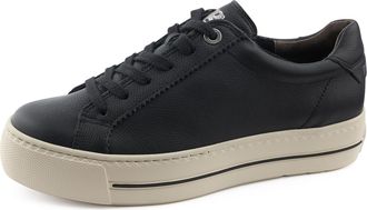Paul Green Low-Top Sneaker Damen - Eva-Sohle, Elastische Schn&uuml;rsenkel, Softes Leder Komfort - B&uuml;ro & Freizeit Damenschuhe - Schwarz 01x