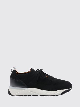 Santoni Low-Top-Sneaker aus technischem Stretch-Gewebe und Leder mit Gummisohle