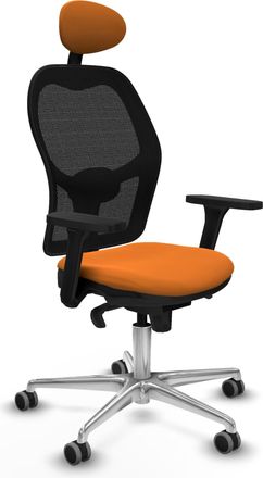 Piqueras y Crespo Stuhl mit Lendenwirbel- und Nackenst&uuml;tze mit 3D-Armlehnen und festem Kopfteil, ausgestattet mit Sincro 5 Positionen und injiziertem Schaum. Mit Rollen