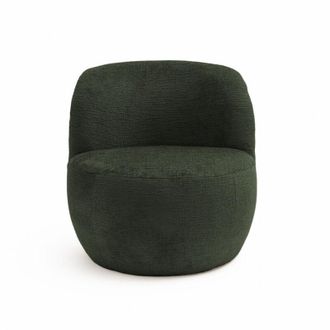 DRAWER Fauteuil rond en tissu chenille - Vert kaki - Mo