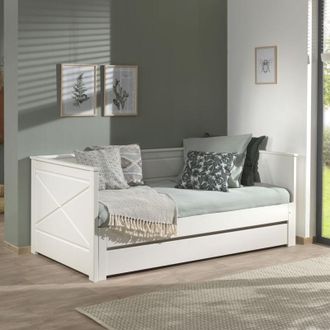 Vipack Vipack - Lit banquette extensible 90/180x200 cm avec tiroir blanc - pino