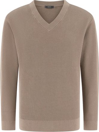 Boggi Milano Homme, Pulls, Beige, Taille: 2XL Pull en coton et soie &agrave; col en V