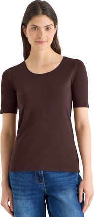 Cecil T-Shirt in Unifarbe Macchiato Brown XXL
