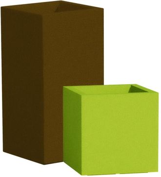 Monacis Monacis - Quadratische Vase Cromia Cube Made in Italy aus Harz, mit einfarbig Dekoration -Bronzefarbig / 40 cm