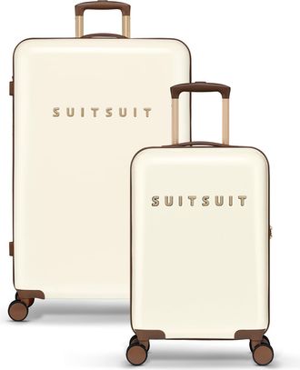SuitSuit Kofferset 2 teilig - Handgep&auml;ck Koffer - Reisekoffer Gro&szlig; - Koffer Leicht - Hartschalenkoffer mit TSA-Schloss - Fab Seventies Antique White