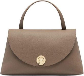Coccinelle Womens Top Handle Bag Warm Taupe-Rosette Bovine Leather - Top-Handle-Bags Taupe/rosette