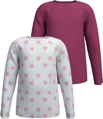 Kidsworld Langarmshirt 2er Pack 1x Herzen + 1x Unifarben Shirts (2-tlg) 2er Pack Shirts mit Herzen