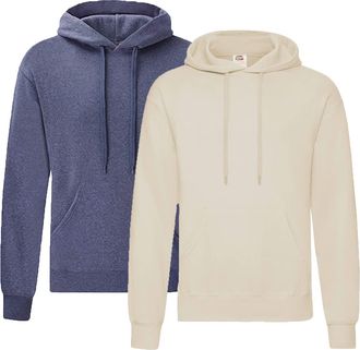 Fruit Of The Loom Herren Kapuzenpullover S M L XL XXL 3XL 4XL 5XL auch Sets, 1x Vintage Heather Navy + 1x Natur + 1x HL-Kauf Notizblock, XL