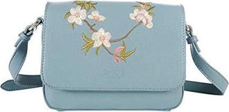 Fable Interiors Sac à bandoulière brodé Fleurs - Bleu clair