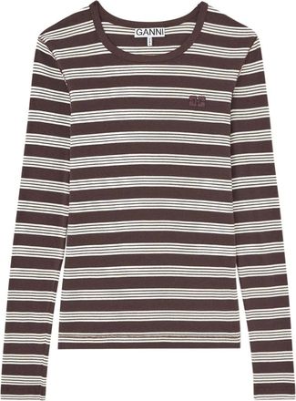Ganni Femme, Tops, Multicolore, Taille: 36 FR Soft Cotton Stripe Rib Longsleeve Top