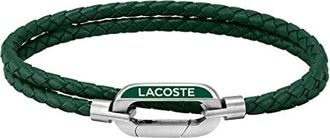 Lacoste Bracelet pour Homme Collection STARBOARD avec Cuir Tressé Vert à Double Tour - 2040111