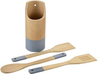 KESPER 81162 | K&uuml;chenhelfer-Set Bambusholz blau-natur | 21,5 x 9 x 9 cm 4-tlg. rund