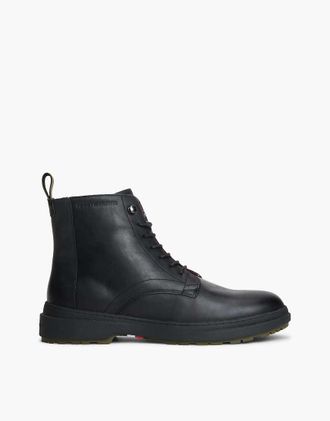 Tommy Hilfiger Outdoor Leder-Stiefeletten mit warmer F&uuml;tterung in Schwarz