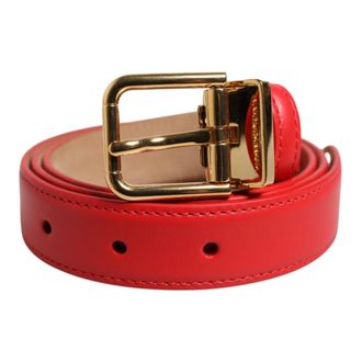 Dolce & Gabbana Roter Lederg&uuml;rtel mit goldener Metallschnalle - - Accessories - Damen - Rot - ONE SIZE