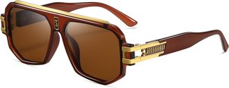 SHEEN KELLY Polarisierte flache obere quadratische Sonnenbrille für Männer Mode Pilot überdimensioniert Metallrahmen Brillen