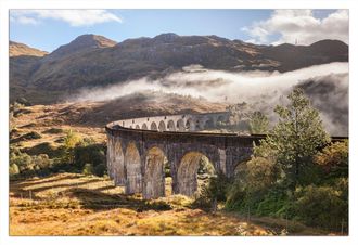 Wallario selbstklebendes Poster - Viadukt im Morgennebel, Aufkleber in Premiumqualit&auml;t, Klebefolie Gr&ouml;&szlig;e: 61 x 91,5 cm (Maxiposter)