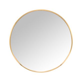 Relaxdays runder Spiegel, &Oslash; 40 cm, mit Rahmen, Wandspiegel f&uuml;r Flur, Bad, Wohnzimmer, Flurspiegel zum Aufh&auml;ngen, Gold