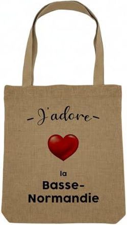 Fabulous Sac Shopping Tote Bag Aspect Lin - Jadore La Basse Normandie Region de France Caen - Sac de Courses Toile Epaisse 360g Beige Naturel Cabas Port&eacute; Epaul