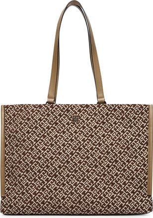 Tommy Hilfiger Handtasche Tommy Hilfiger Th Jacquard Tote AW0AW19009 Braun