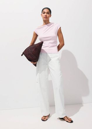 Mango T-shirt asym&eacute;trique fronc&eacute; rose - Femme - XS - MANGO