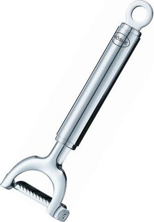 Rösle Julienneschäler, bewegliche Klinge, hochwertig, ergonomisch geformter Obst- und Gemüseschäler, Edelstahl 18/10, hochglänzend / matt, Silberfarben, 17,