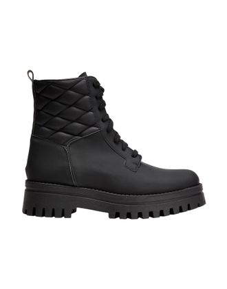 8 by YOOX NYLON QUILTED LACE-UP ANKLE BOOT