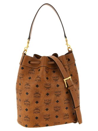 MCM Dessau Canvas Bucket Bag - Cognac