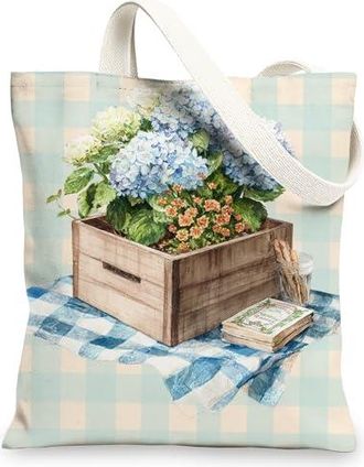 Generic Sacs fourre-tout en toile à motif floral coloré, sacs de courses réutilisables, vintage légers et lavables en toile avec bandoulière, coloré, 13x15 In