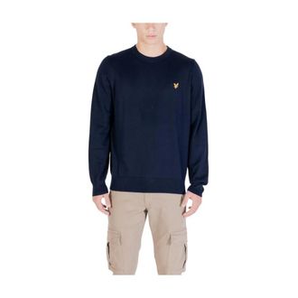Lyle & Scott Baumwoll-Sweatshirt mit gerippten Abschl&uuml;ssen - - Knitwear - Herren - Blau - 2XL