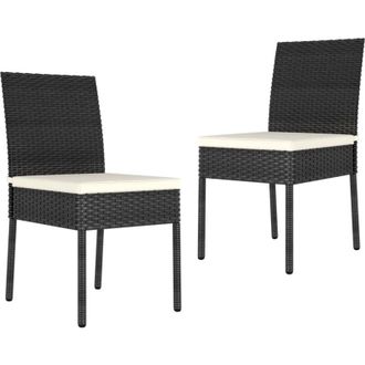 vidaXL Vidaxl - Chaises de salle &agrave; manger de jardin 2 pcs R&eacute;sine tress&eacute;e Noir