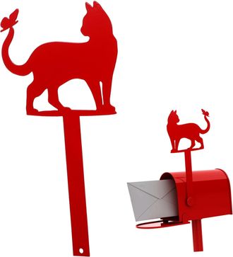 Yardwe Briefkastenflagge Katzenform Outdoor Dekoration Garten Briefkastenornament Einlegepfeil Haustür Schild Pfahl Ornament Briefkastendekor