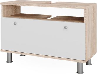 Vicco Waschbeckenunterschrank Sonoma/Weiß Fynn 80x54x32 cm - Unterschrank für das Badezimmer, Zusätzlicher Stauraum direkt unter dem Waschbecken