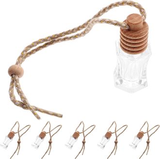 NUOBESTY 6 Stück Teiliges Leere Parfümflaschen aus Transparentem Glas Auto duftanhänger mit Praktischem Design Nachfüllbar für Ätherische Öle und Aromatherapie