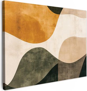 MuchoWow © Leinwandbild 80x60 cm Dekoration Wohnzimmer Bilder Pictures Wall Decoration Living Room Wohnungs Deko Moderne Bild Vormen - Okergeel - Abstract
