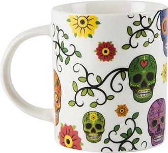 Excelsa Calavera Lot de 4 tasses, porcelaine, 300 ml, d&eacute;coration calavera