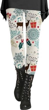 Generico Legging dhiver pour femme de sport sexy 2024 Leggings dhiver pour femme Curvy Chaud Collants Femme Fantaisie avec Motifs de Noël Leggings de Course Ca