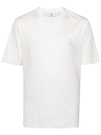 Brunello Cucinelli t-shirt en coton à logo imprimé - Blanc