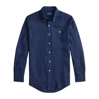 Polo Ralph Lauren Homme, Chemises, Bleu, Taille: L Chemise en Lin Coupe Ajust&eacute;e