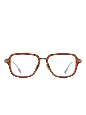 Ermenegildo Zegna lunettes de vue &agrave; monture pilote - Marron