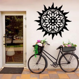 Generic Schwarzes Wandbild aus Metall mit Sonnenstrahlmotiv, Wanddekoration aus Metall f&uuml;r Wohnzimmer, Schlafzimmer, Terrasse, Moderne Skulptur mit Sonnenstra